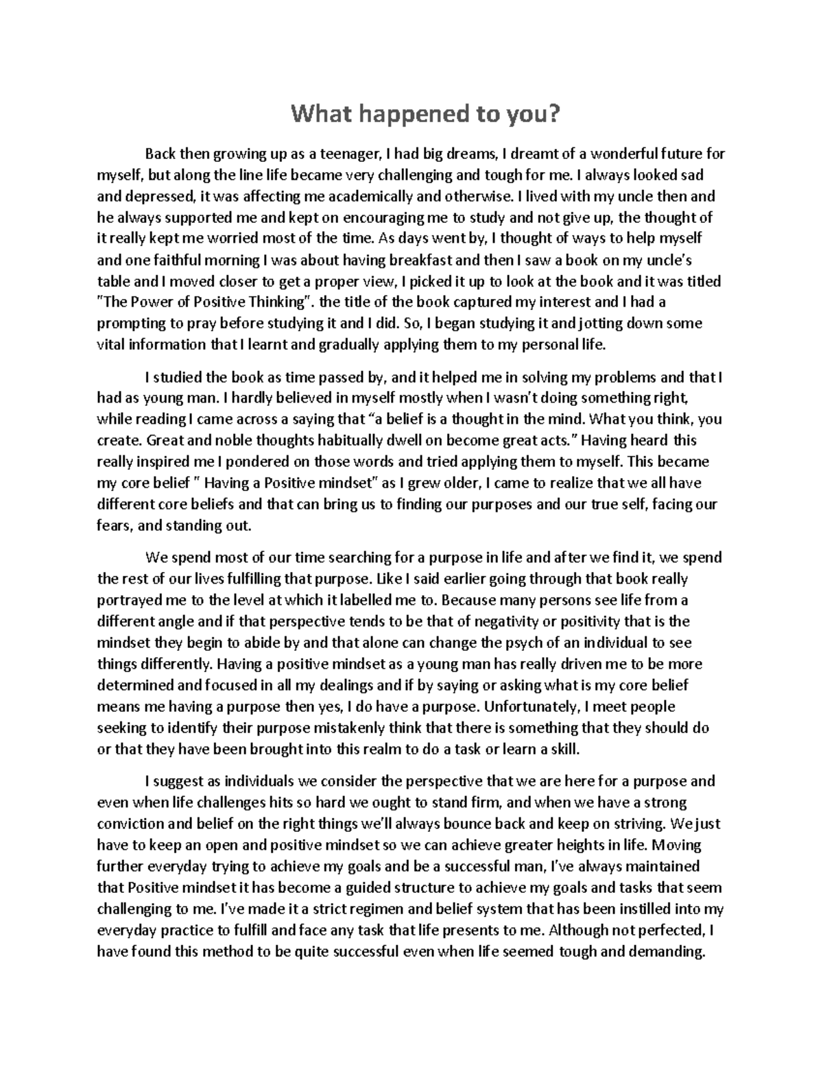 Self-Concept Reflection - What happened to you? Back then growing up as ...