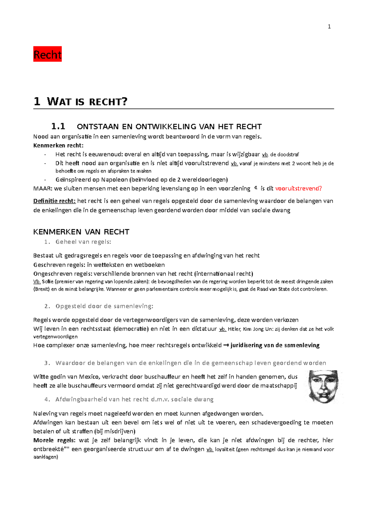 Recht sam - Samenvatting - Recht 1 WAT IS RECHT? 1 ONTSTAAN EN ...