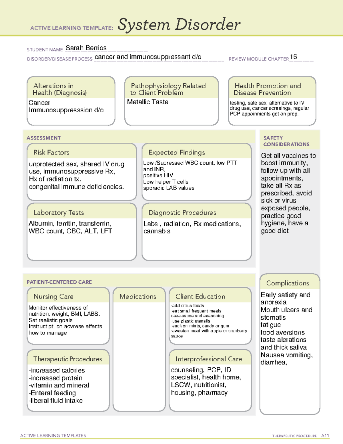 Sarah Berrios Active Learning Template sys Dis nutrition 2019 A ALT ...