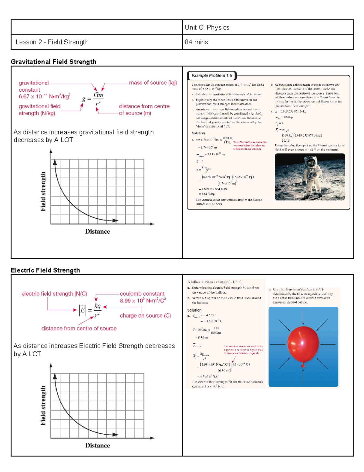 Field Strength - Practice problems + Review - Unit C: Physics Lesson 2 ...