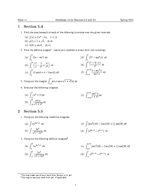 Math 11-Worksheet 10 Sol - 1 Section 4. For the given functions, where ...