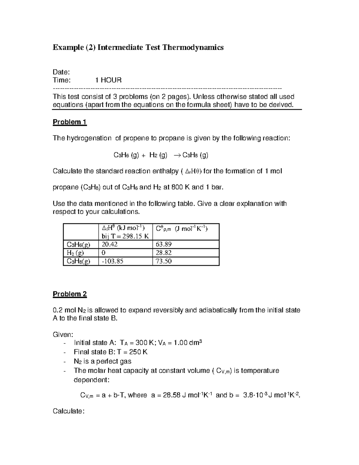 Thermo - example 2 intermediate test - Example (2) Intermediate Test ...