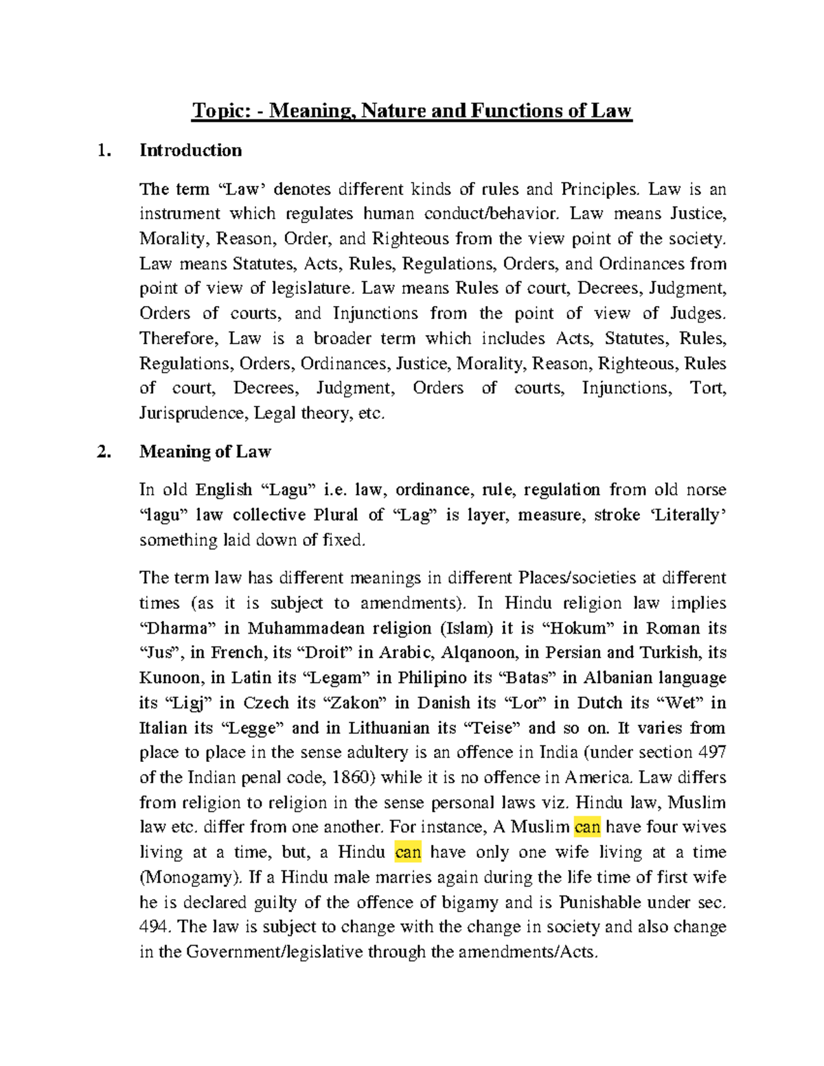 Jurisprudence Unit I Topic Meaning Nature And Functions Of Law jurisprudence-unit-i-topic-meaning-nature-and-functions-of-law