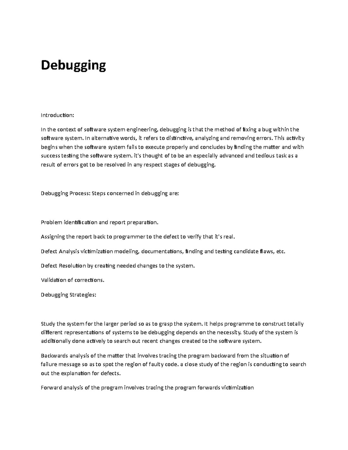 Debugging-notes - Debugging-notes. - Debugging Introduction: In the ...