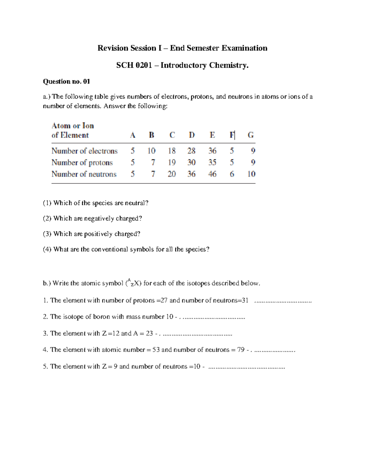 Revision Session I -End semester examination - Revision Session I – End ...