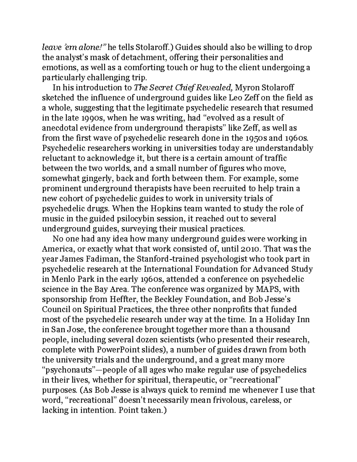 189 - Hello - leave ’em alone!” he tells Stolaroff.) Guides should also ...