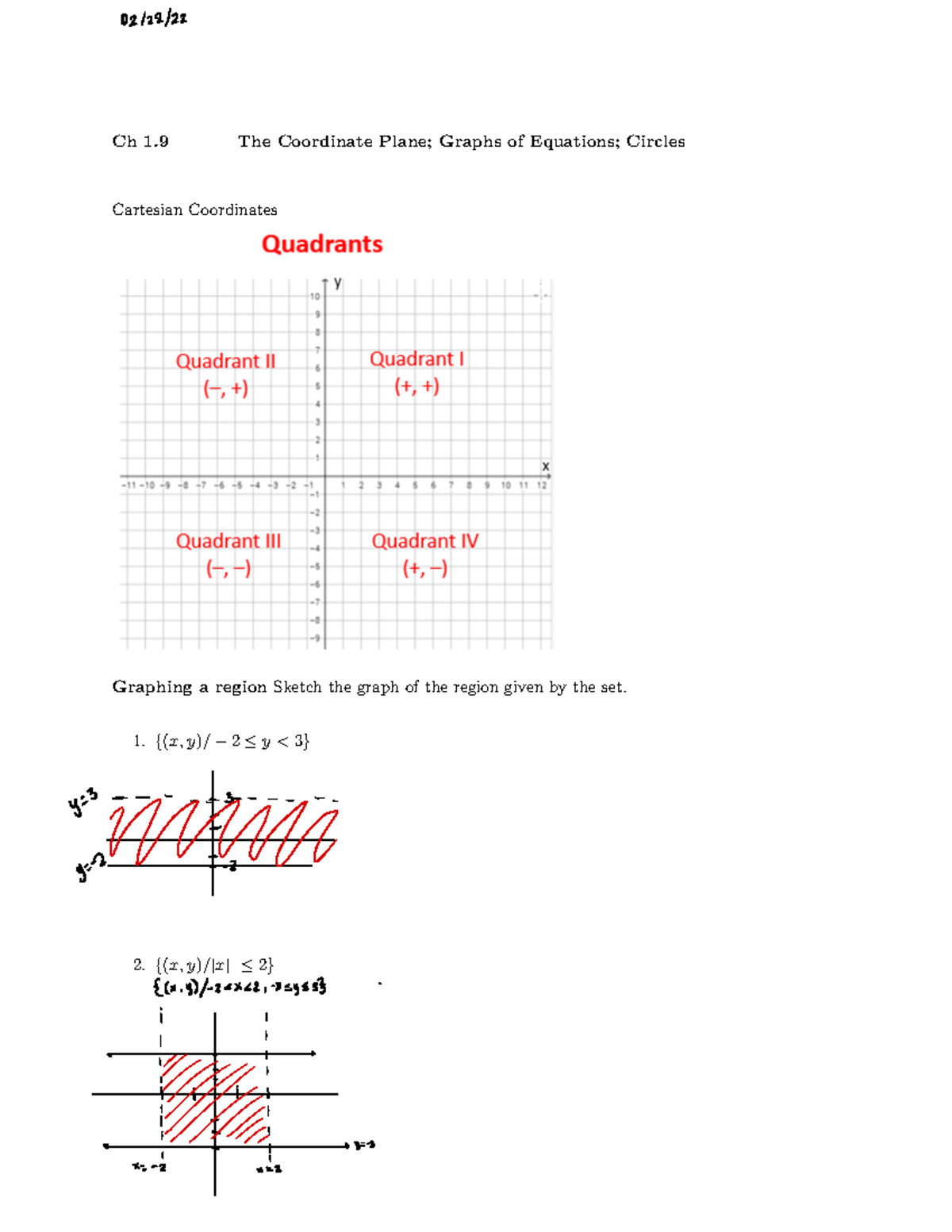 Ch+1 - lecture notes - Ch 1 The Coordinate Plane; Graphs of Equations ...