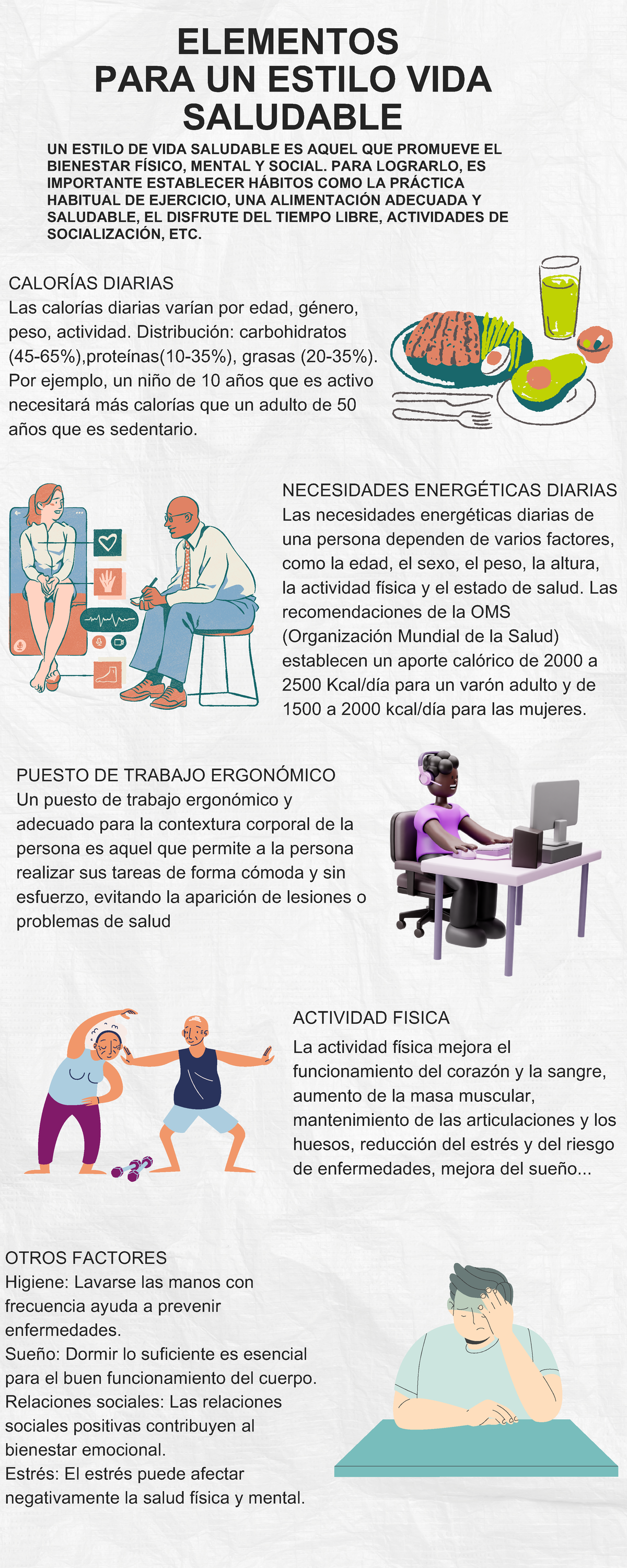 Infografía Vida Saludable Ilustrado Naranja y Rosa - ELEMENTOS PARA UN ...
