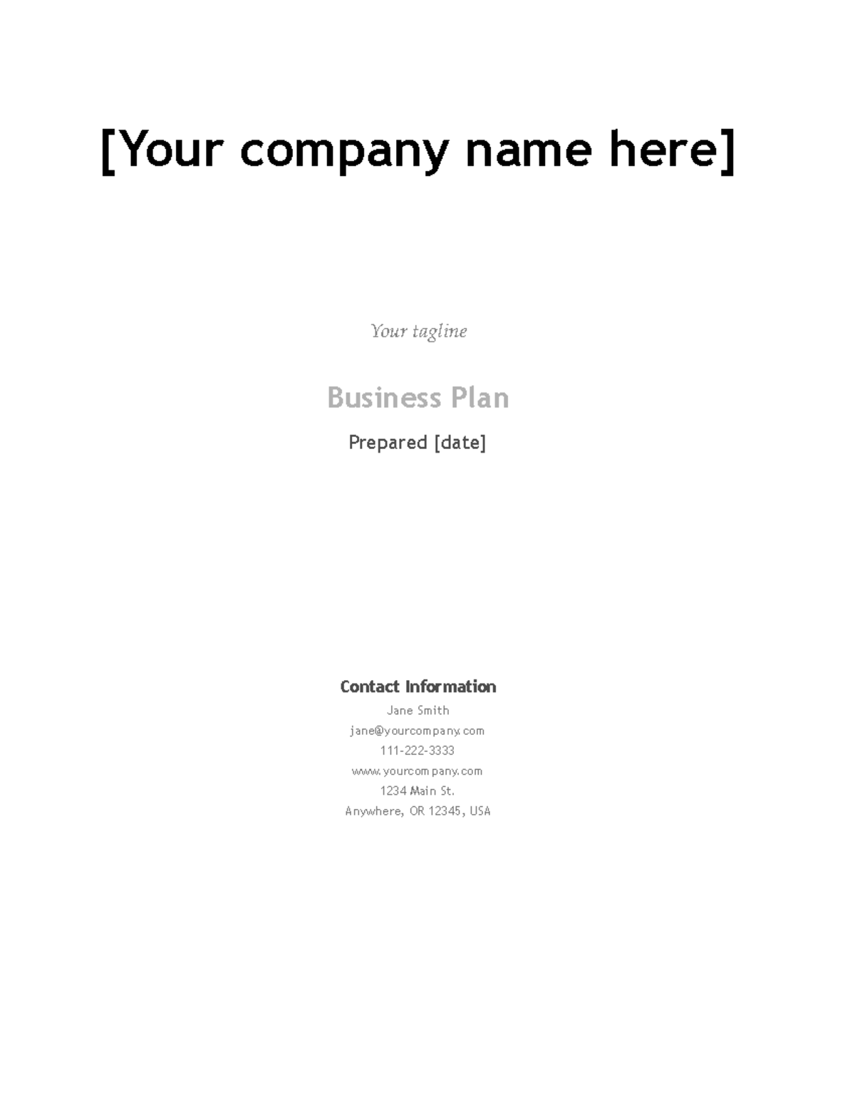 Business plan template - [Your company name here] Your tagline Business ...