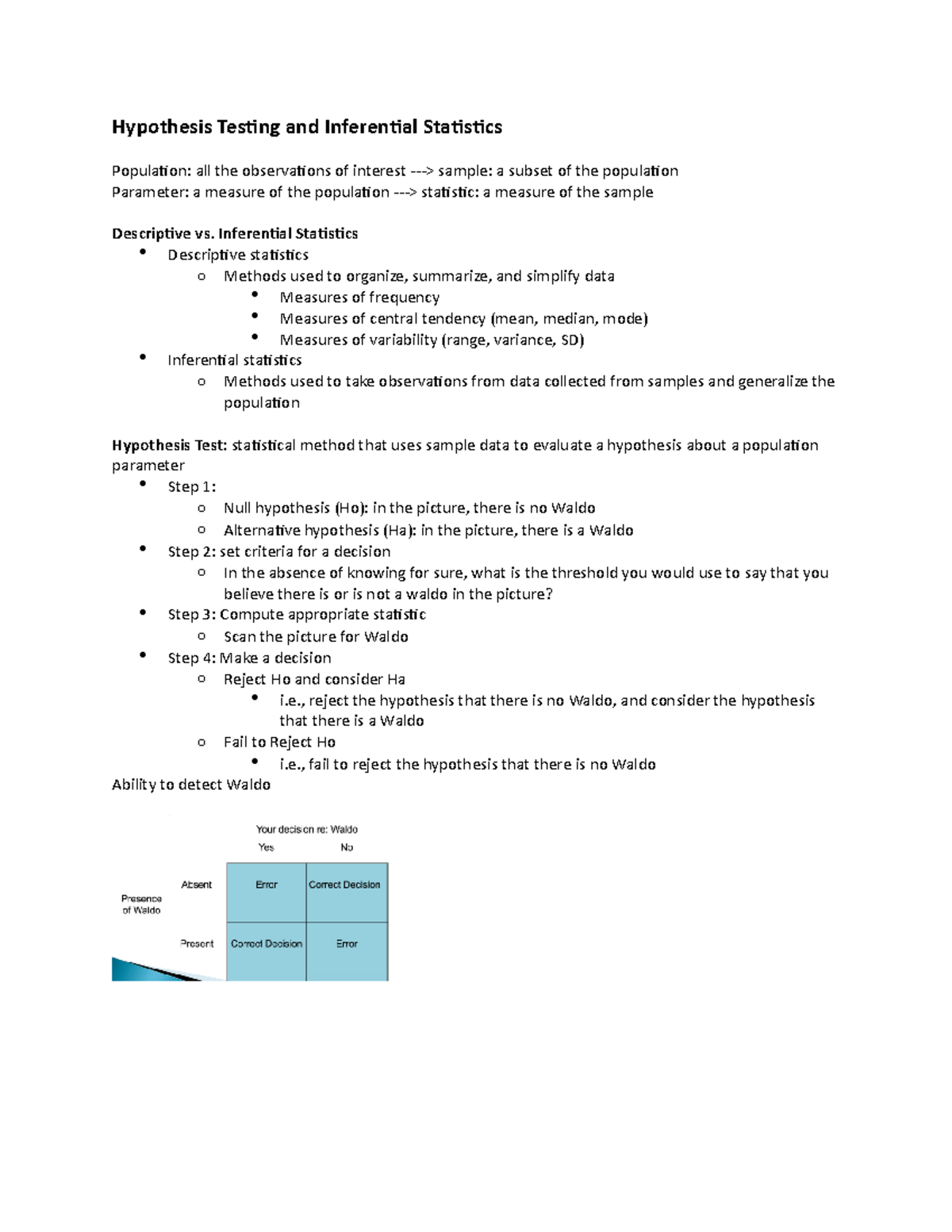 Hypothesis Testing and Inferential statistics - Hypothesis Testing and ...