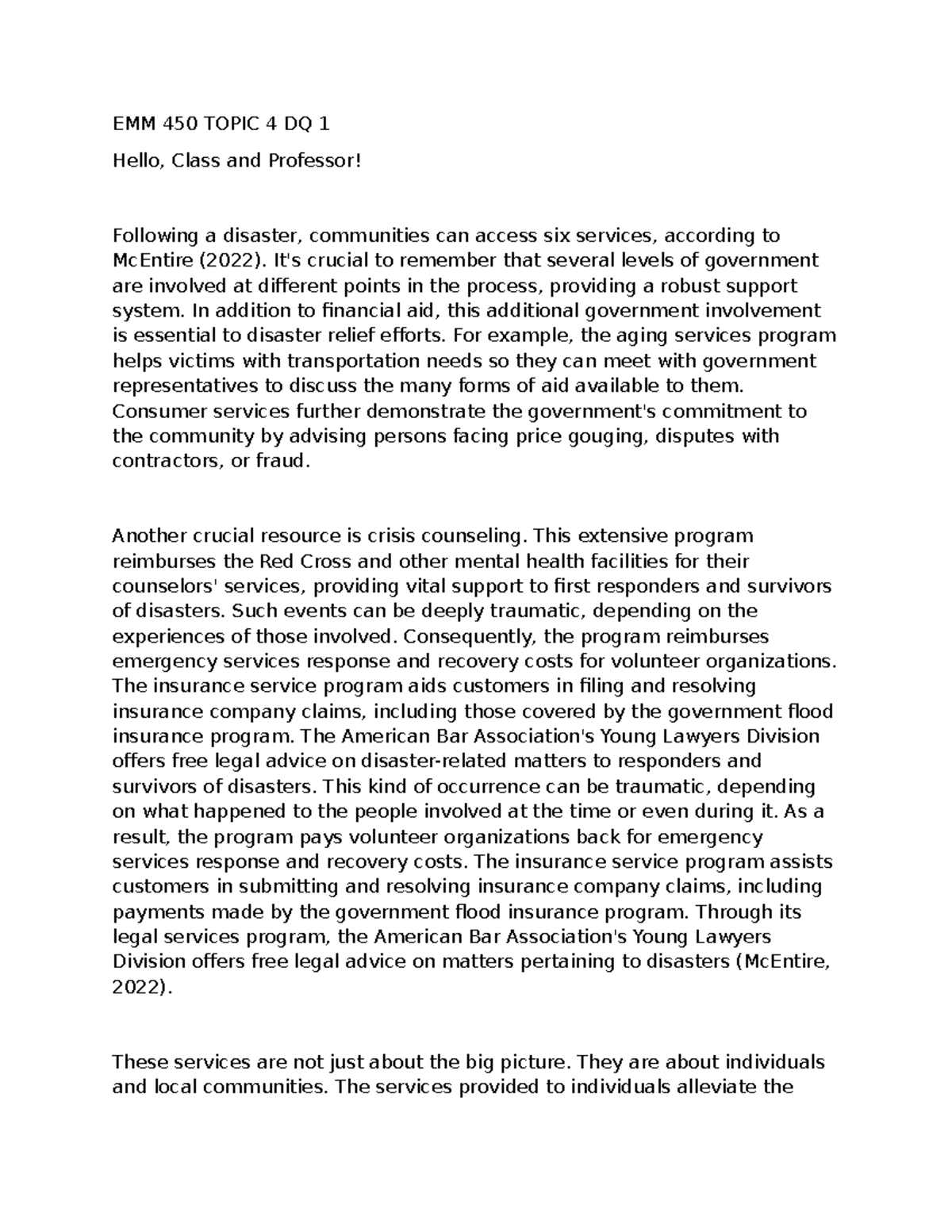 EMM 450 Topic 4 DQ 1 - GOOD GRADE - EMM 450 TOPIC 4 DQ 1 Hello, Class ...