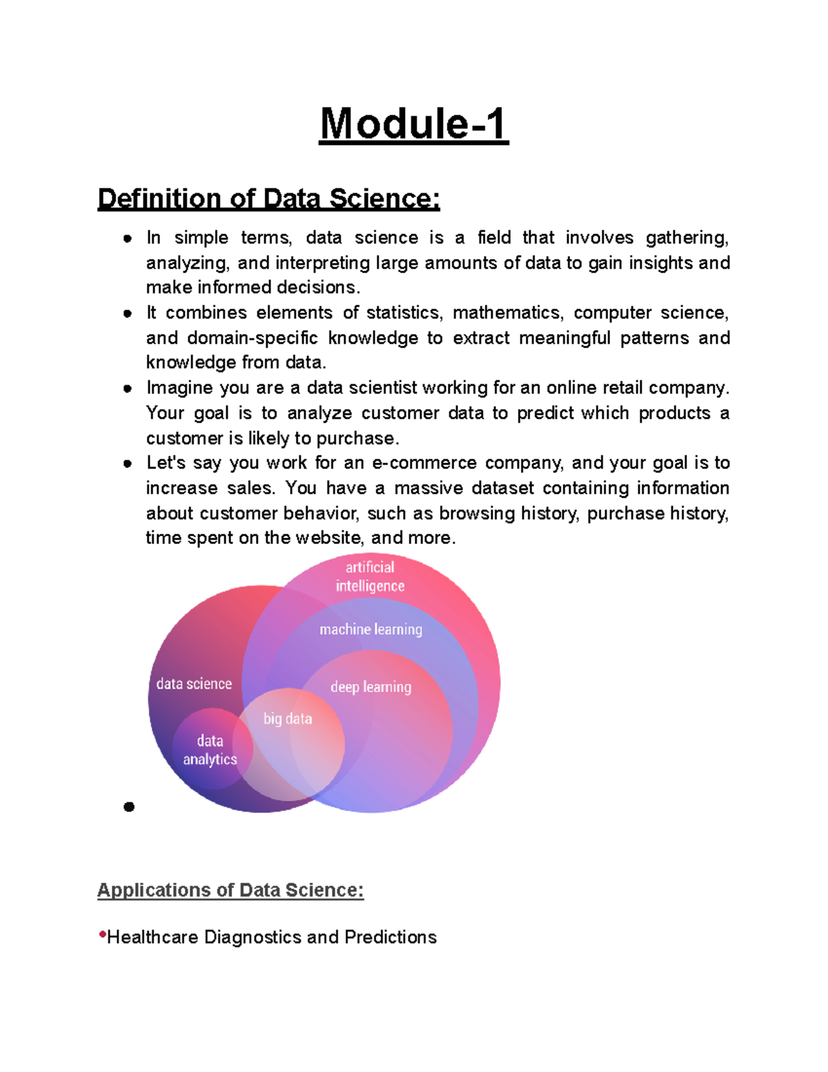 IDS Module 1 - IDS - Module- Definition of Data Science: In simple ...