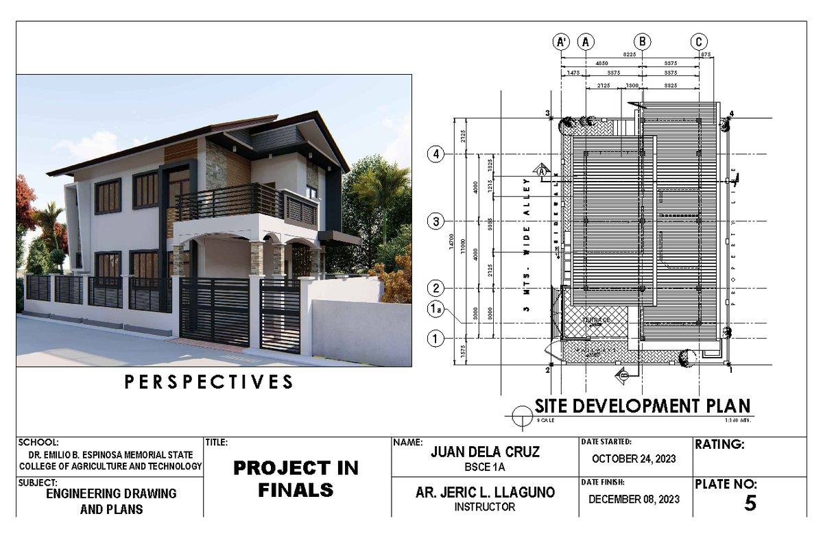 A-1 - Sample of two storey residential building - 2 1 3 4 TERRACE P R O ...