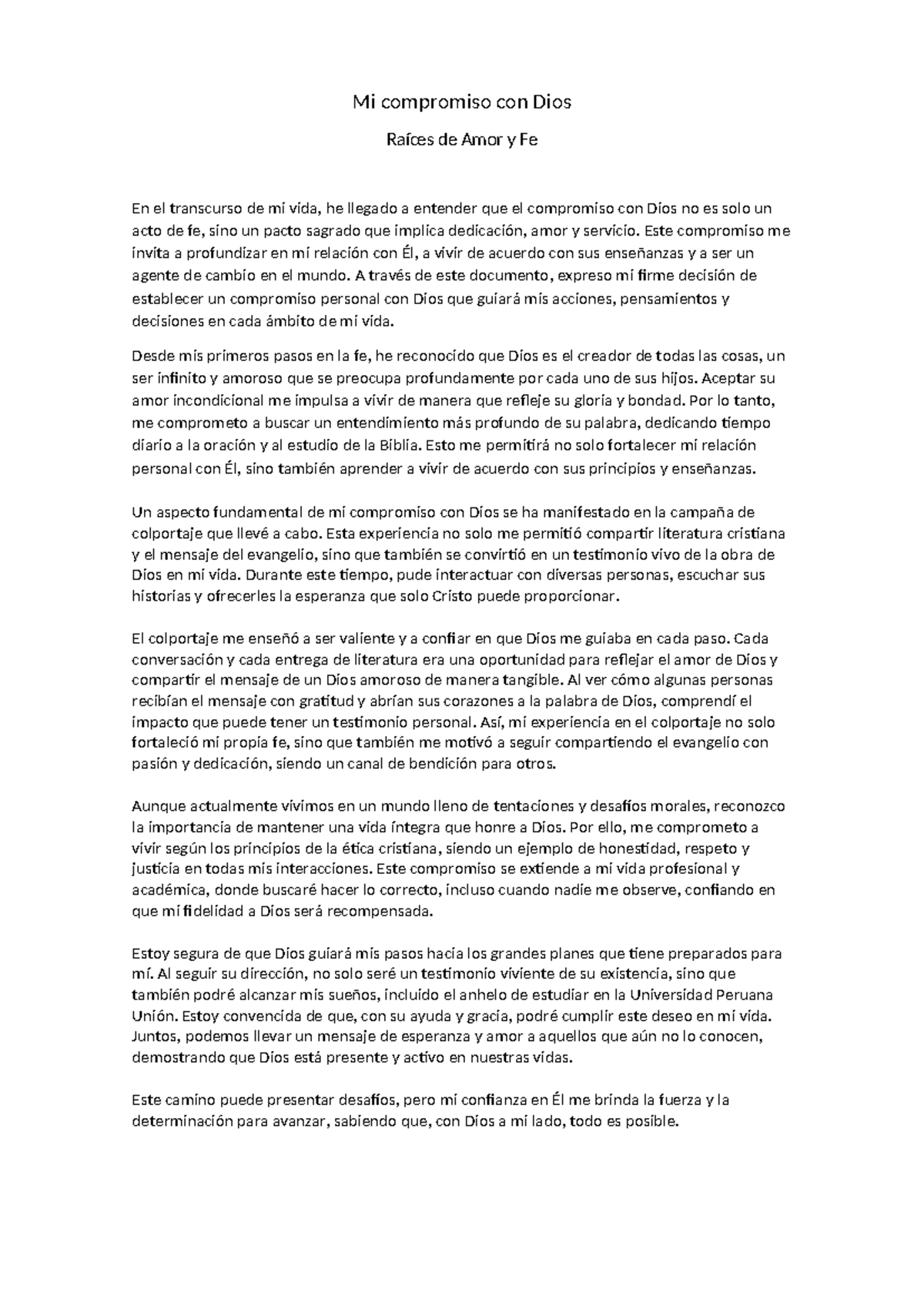 Mi compromiso con Dios - he hikryiru - Mi compromiso con Dios Raíces de ...