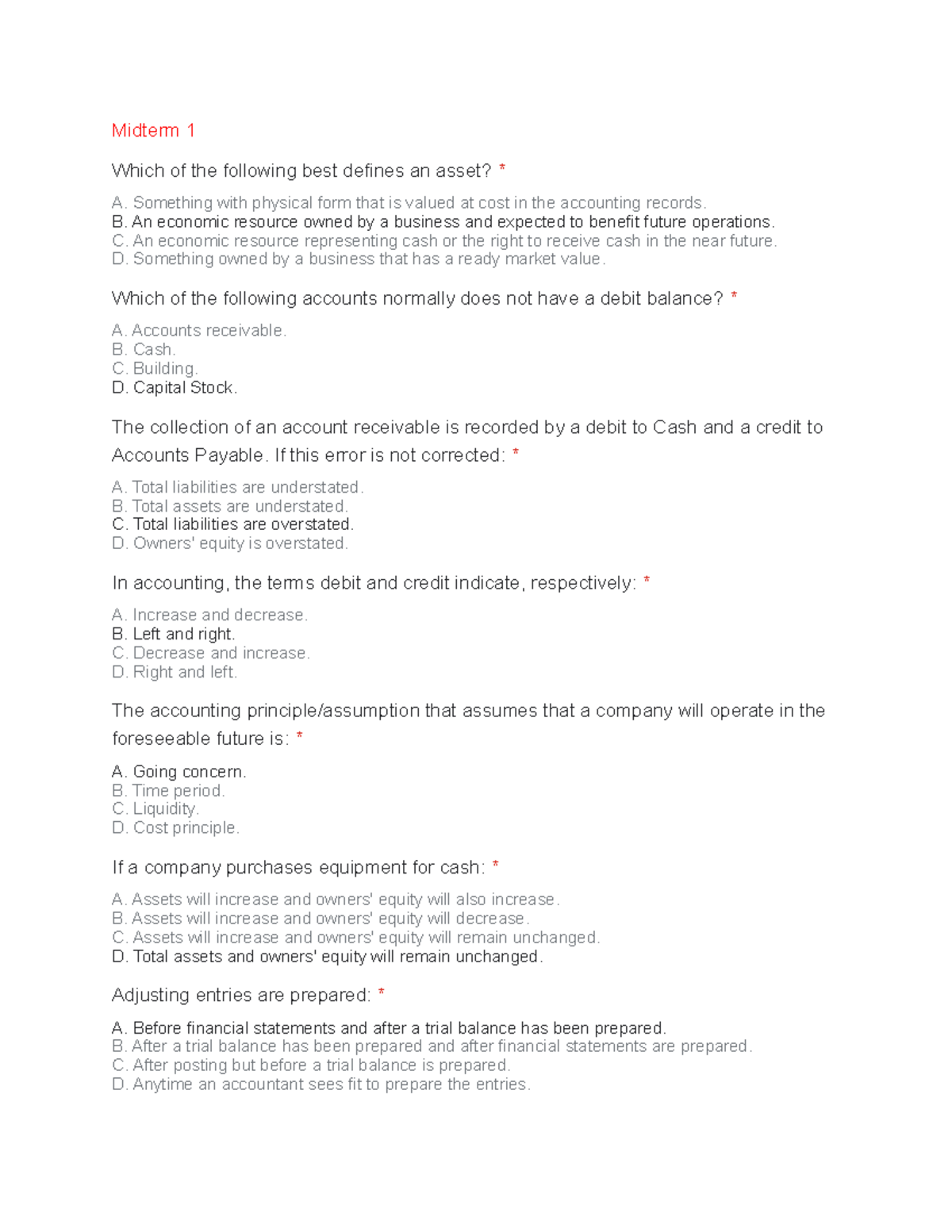 NLKT Midterm test - finance and accounting - Midterm 1 Which of the ...