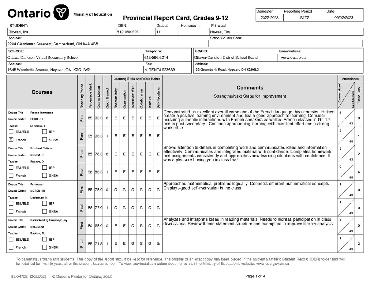 Attachment (1) - jnikln - Ministry of Education Provincial Report Card ...