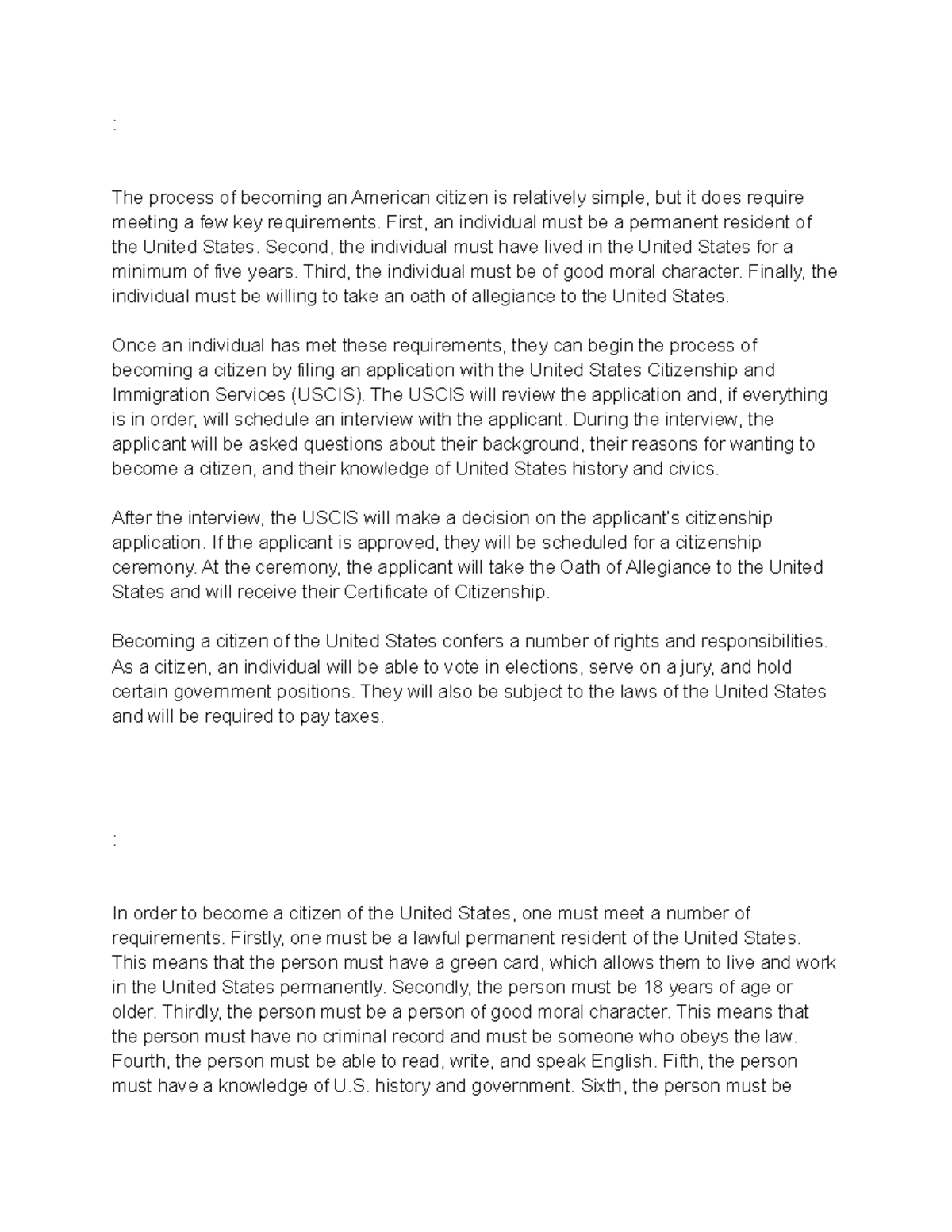 History Of American Citizenship course outline - : The process of ...