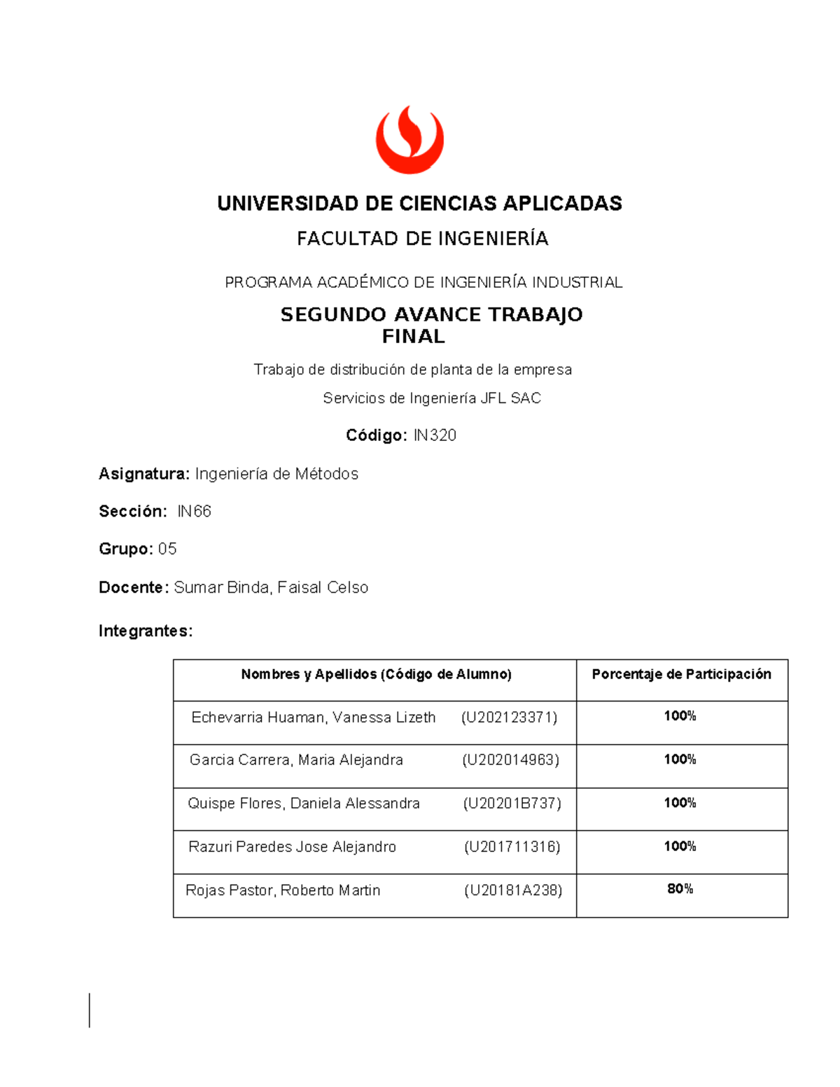 Segundo avance IN66 grupo 5 - UNIVERSIDAD DE CIENCIAS APLICADAS ...