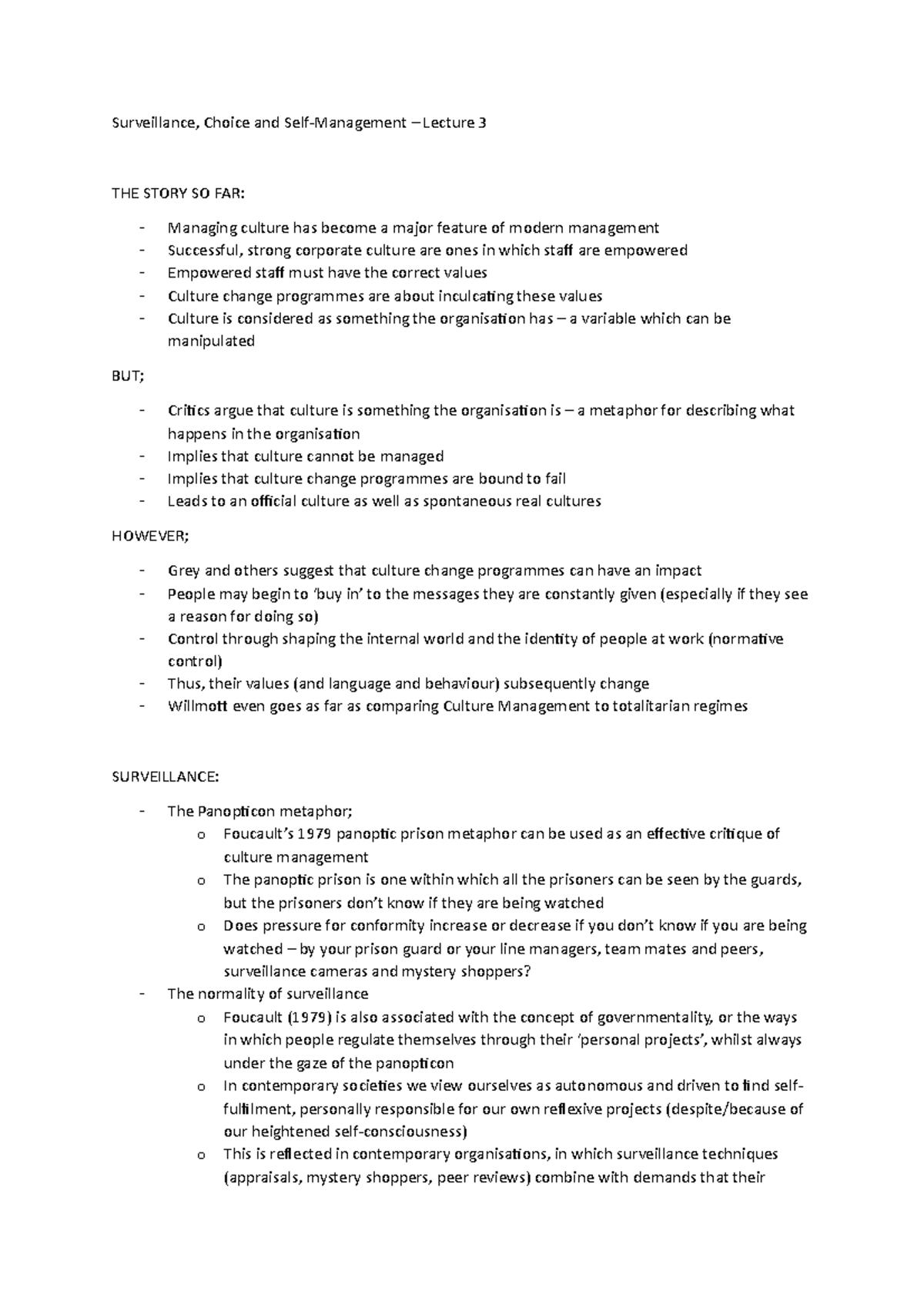 3. Surveillance - Lecture notes 3 - Surveillance, Choice and Self ...