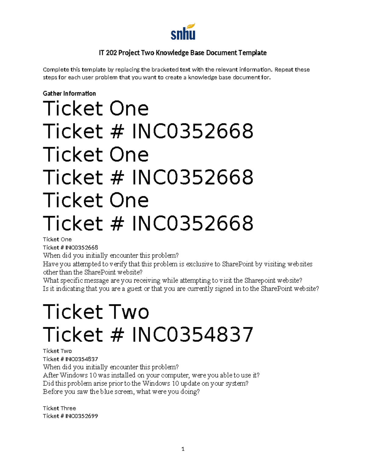 IT 202 Project Two - Repeat these steps for each user problem that you ...