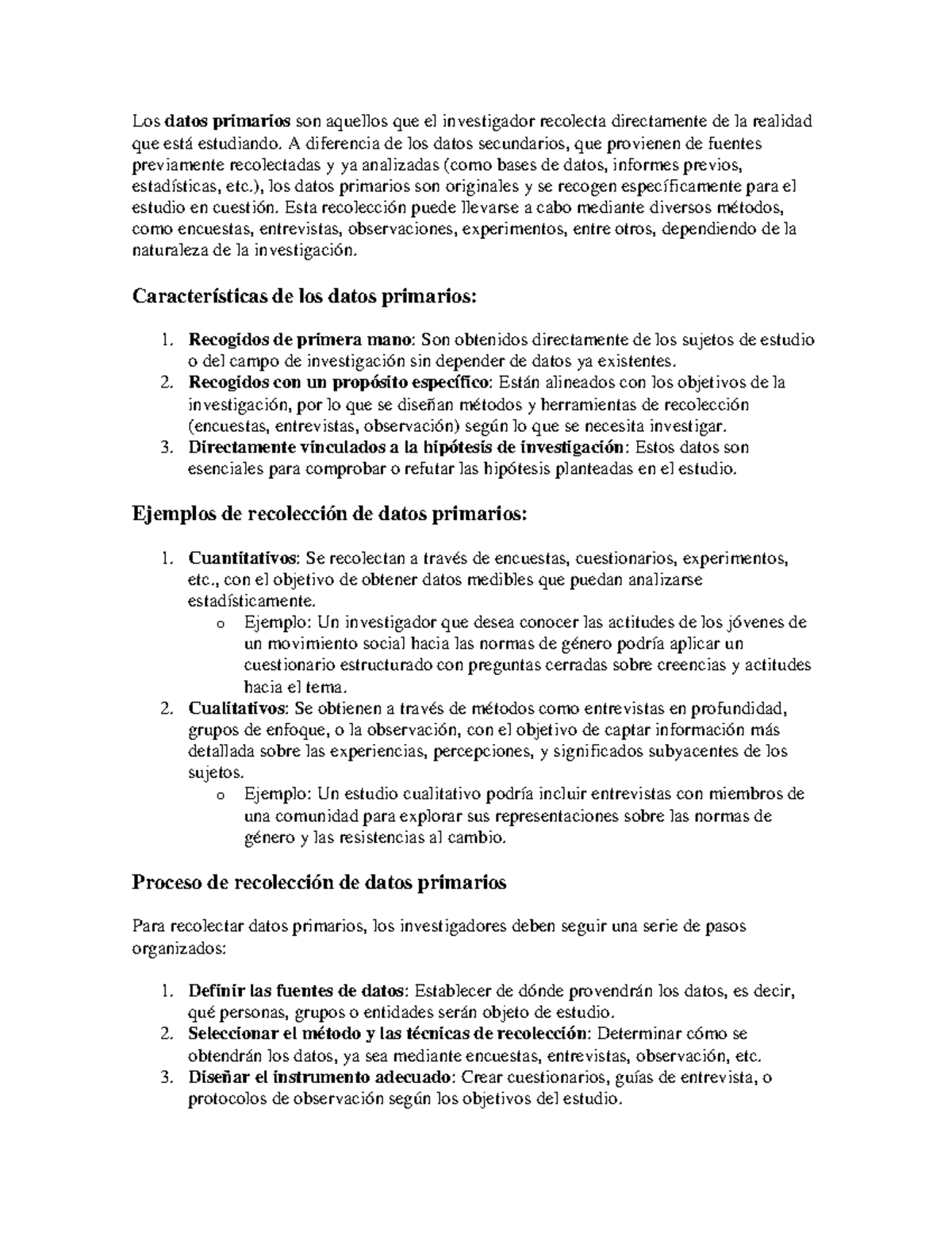 Tecnicas modulo 3 lectura 1 resumen y explicacion - Los datos primarios ...
