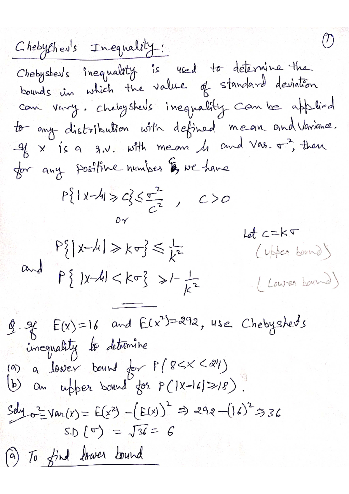 Chebysheb-s inequality - Inequality inequality is used to determine the ...