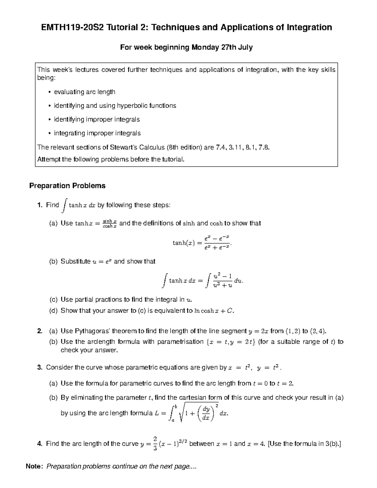 EMTH119-20S2 Tutorial 2 questions - EMTH119-20S2 Tutorial 2: Techniques ...