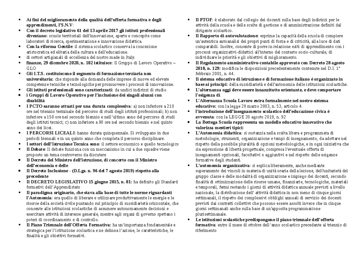 Diritto pubblico 1 - panieri - Ai fini del miglioramento della qualità dell'offerta formativa e ...