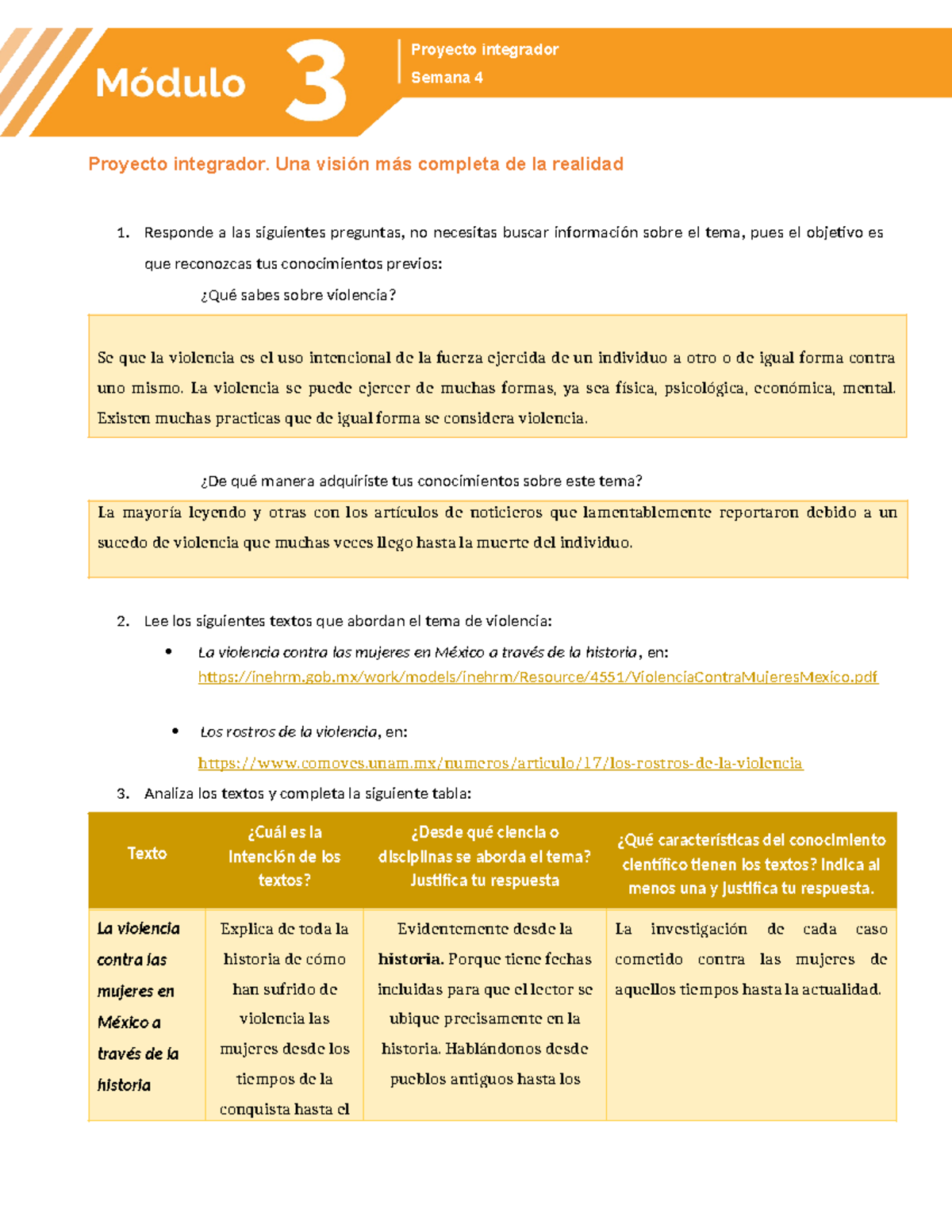 Proyecto Integrador Módulo 4 - Semana 4 Proyecto integrador. Una visión ...