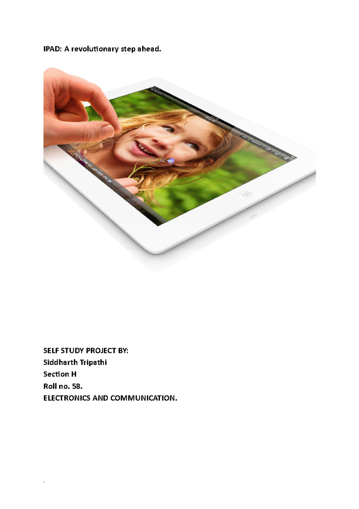 IPAD Repo - Report on IPad project work - IPAD: A revolutionary step ...