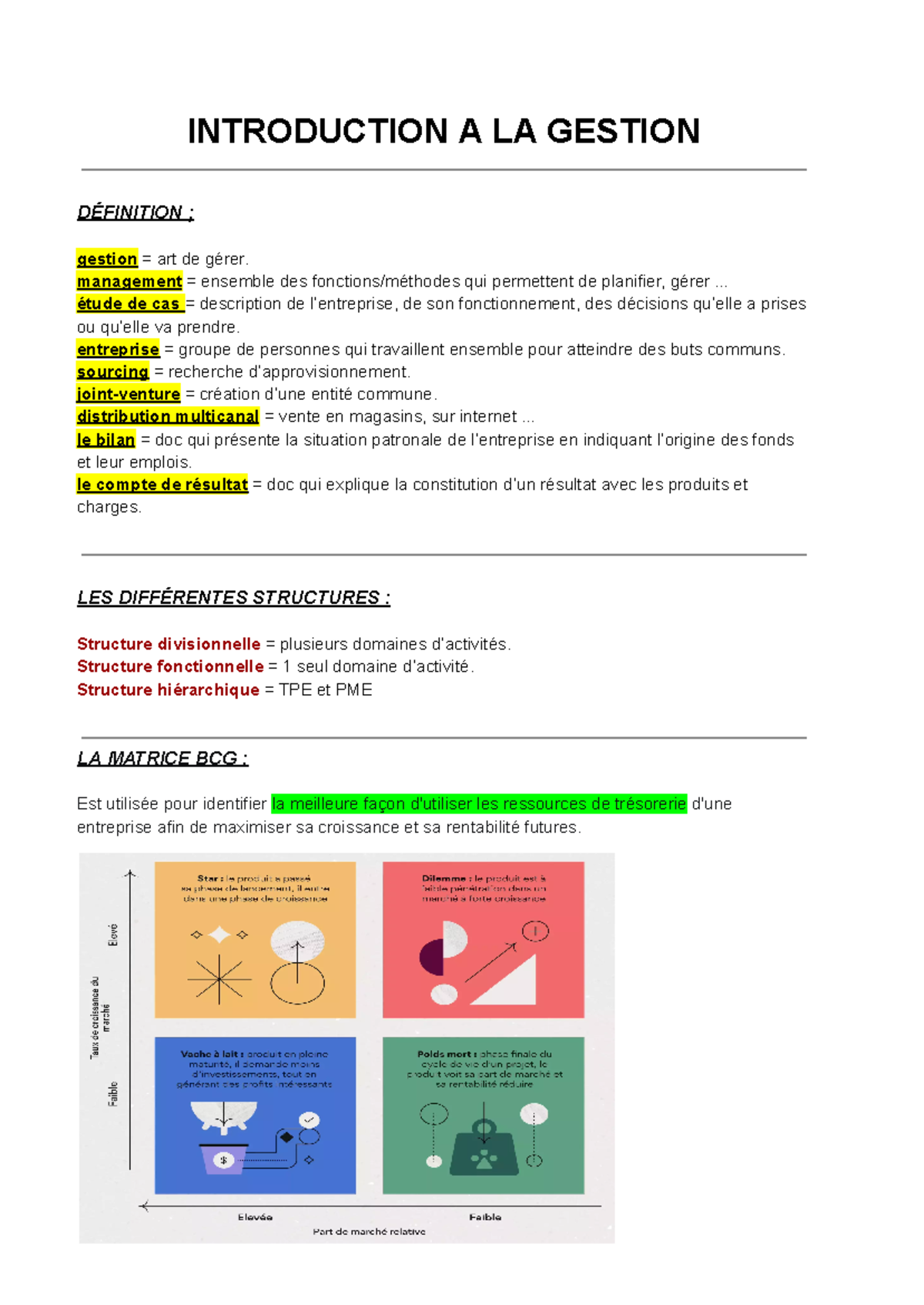 Gestion - ... - INTRODUCTION A LA GESTION DÉFINITION ; gestion = art de gérer. management ...