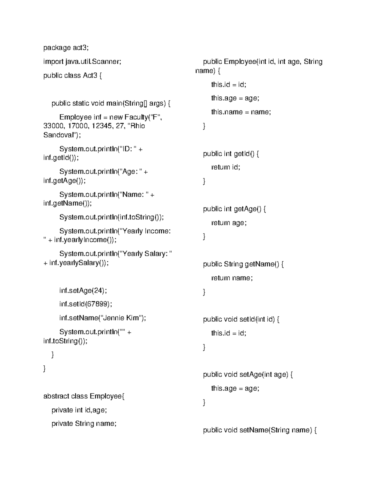 Compute Programming Package Act3 Import Javautil Public Class Act3