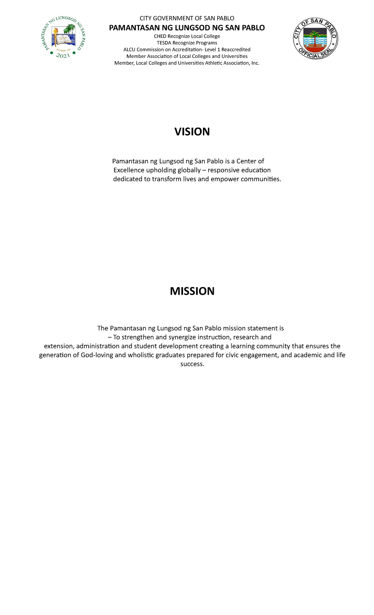 NSTP- Narrative- Report - CITY GOVERNMENT OF SAN PABLO PAMANTASAN NG ...