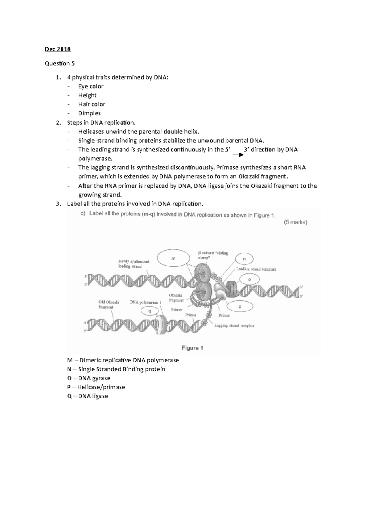 BIO 462 pyp qs 5 - tutorial - Dec 2018 Question 5 4 physical traits ...
