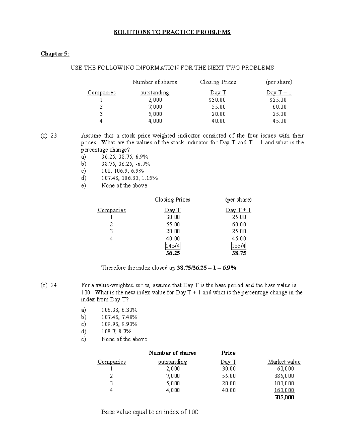 4315practiceproblems solutions - SOLUTIONS TO PRACTICE PROBLEMS Chapter 5: USE THE FOLLOWING ...