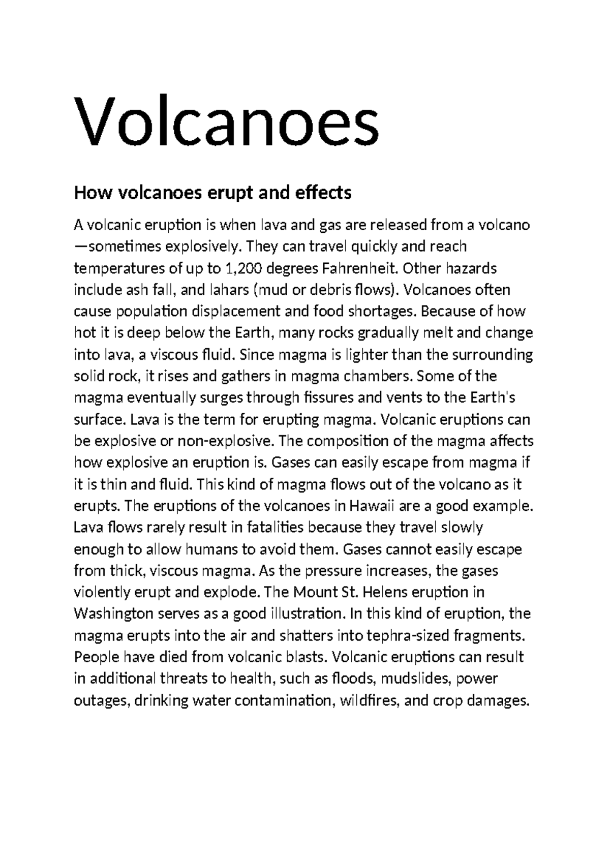 Science fair volcanos - Volcanoes How volcanoes erupt and effects A ...