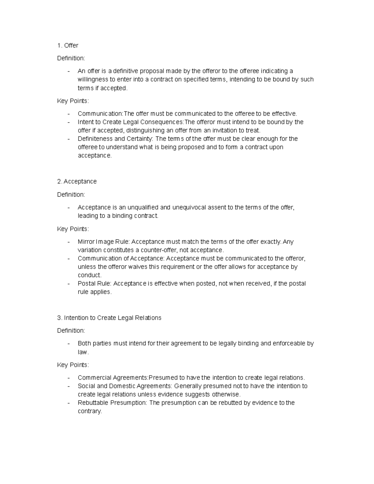 Simplified elements of contract - Offer Definition: An offer is a ...