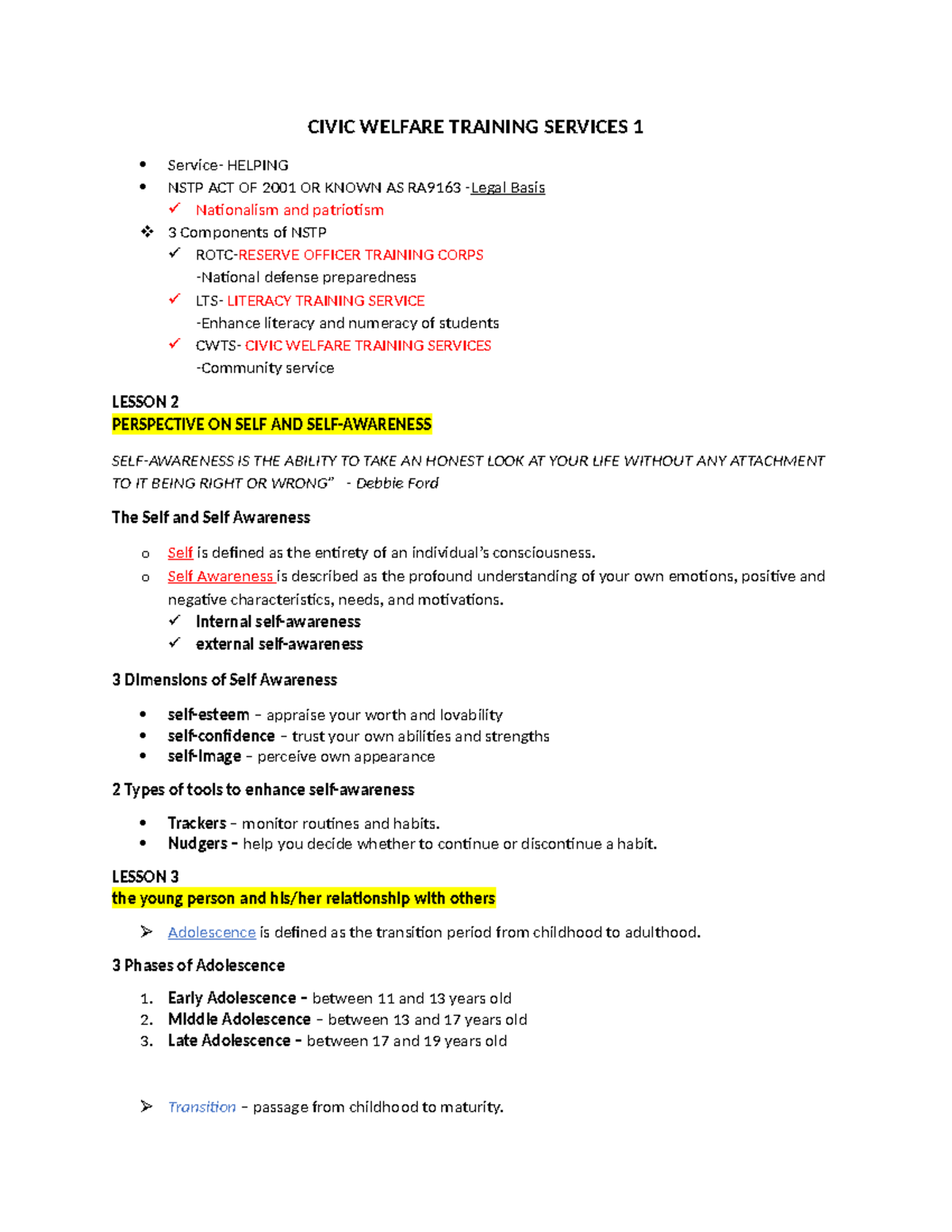 Civic Welfare Training Services 1 - CIVIC WELFARE TRAINING SERVICES 1 ...