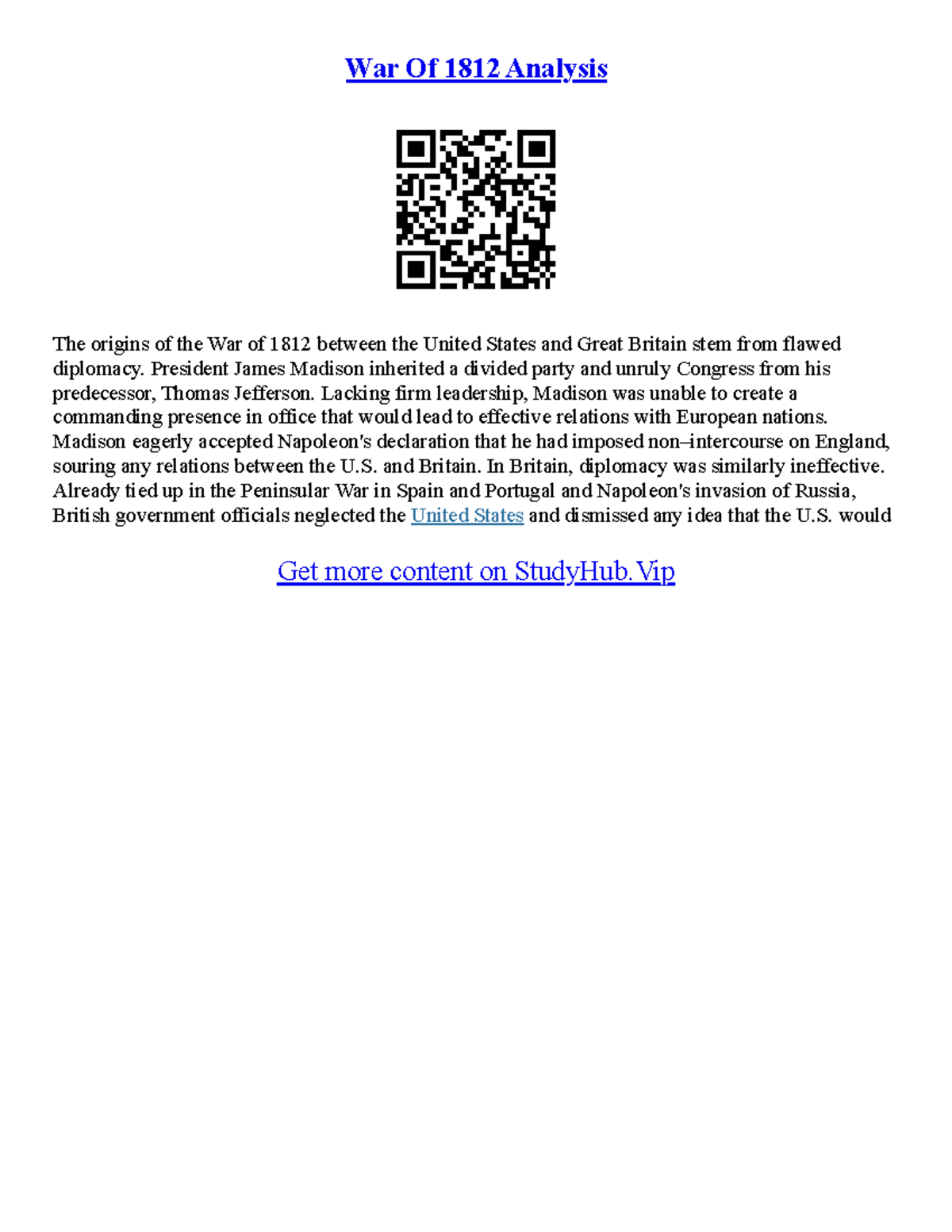Essay On War Of 1812 - War Of 1812 Analysis The origins of the War of ...
