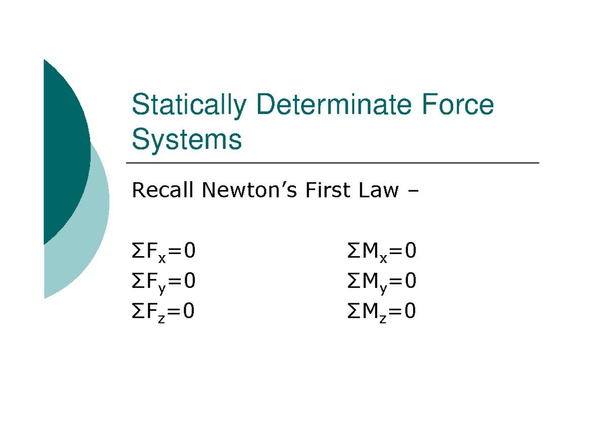 Restraints Tutorial - Statically Determinate Force Systems Recall ...