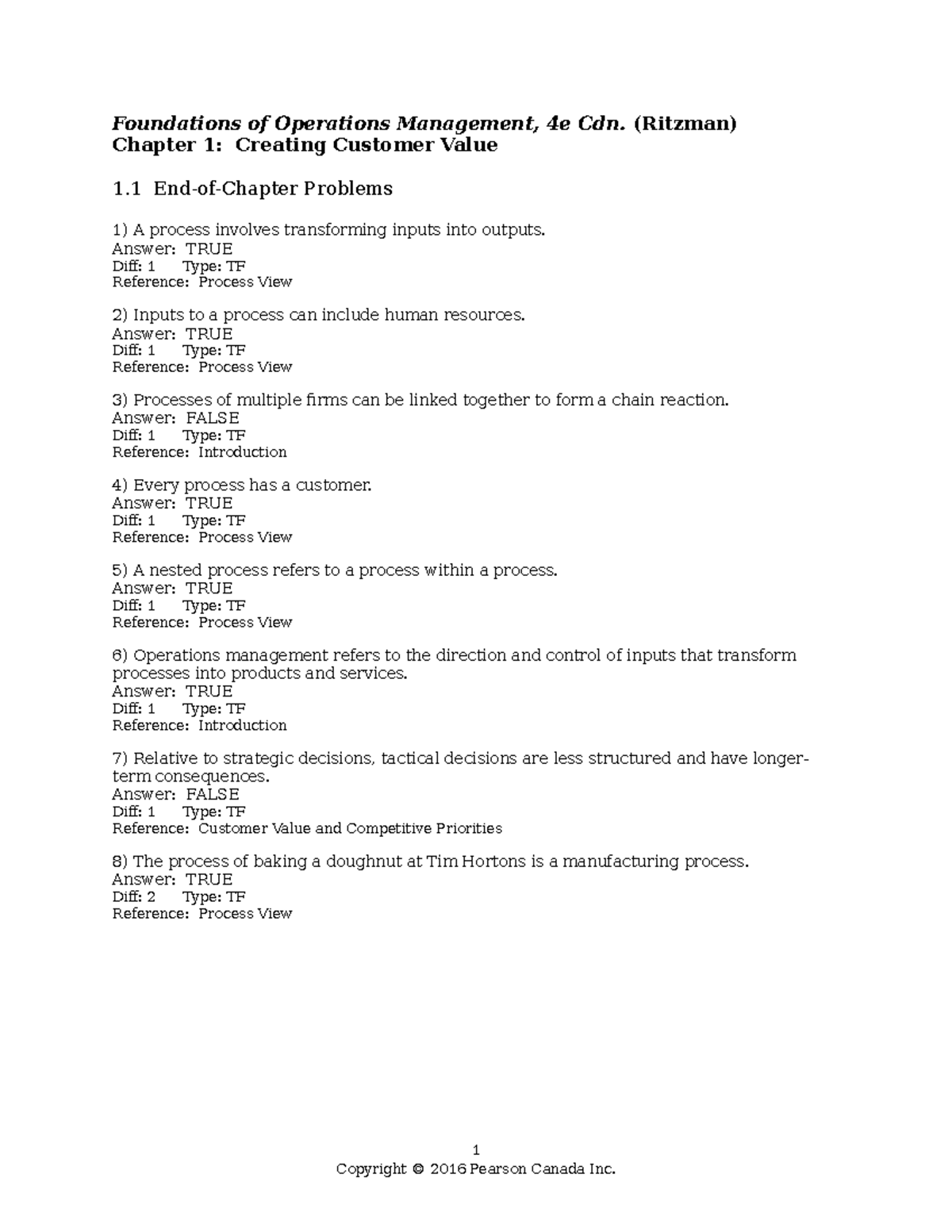 MGMT3069 Midterm Test - MGMT 3069- Operations Management Professor ...