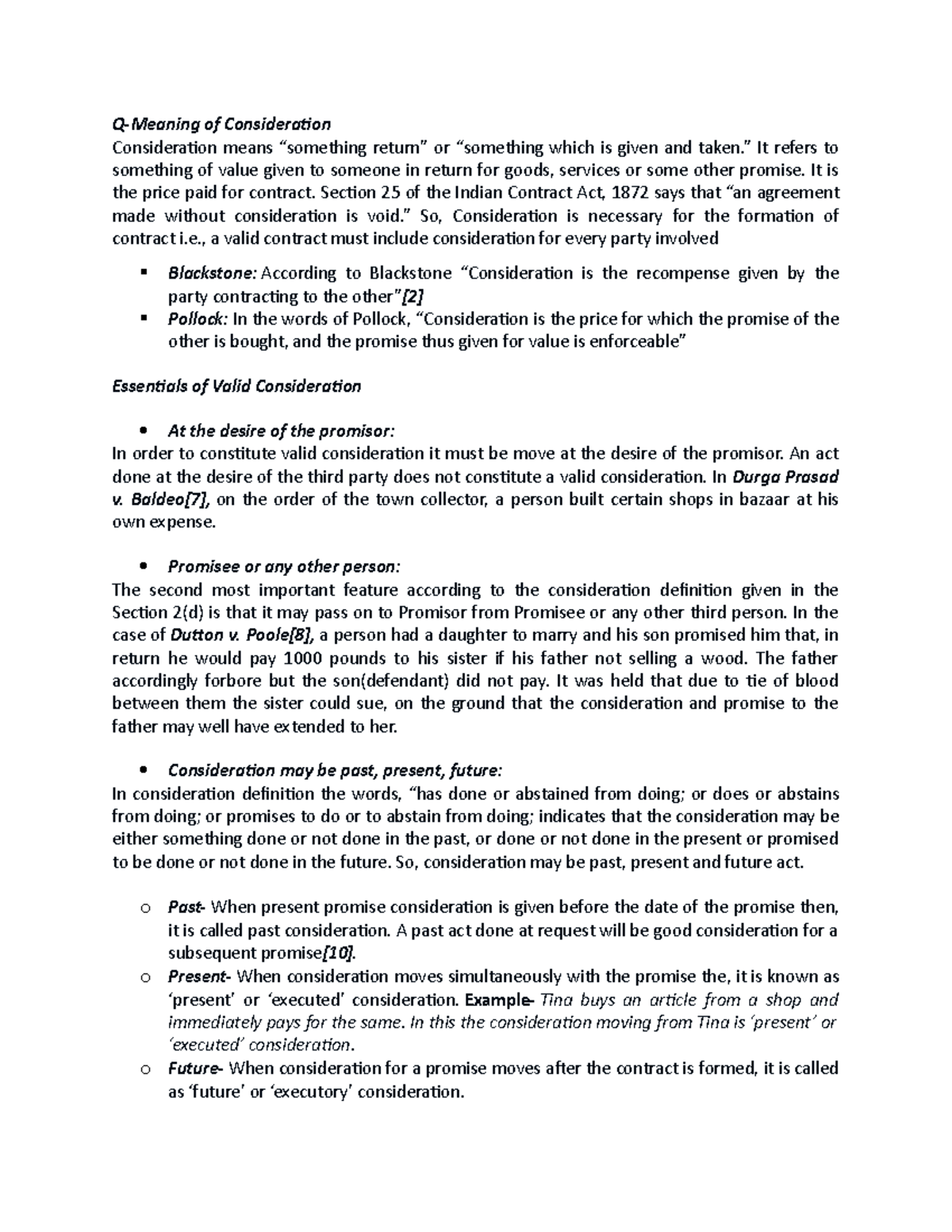 Meaning of Consideration - Q-Meaning of Consideration Consideration means “something return” or ...