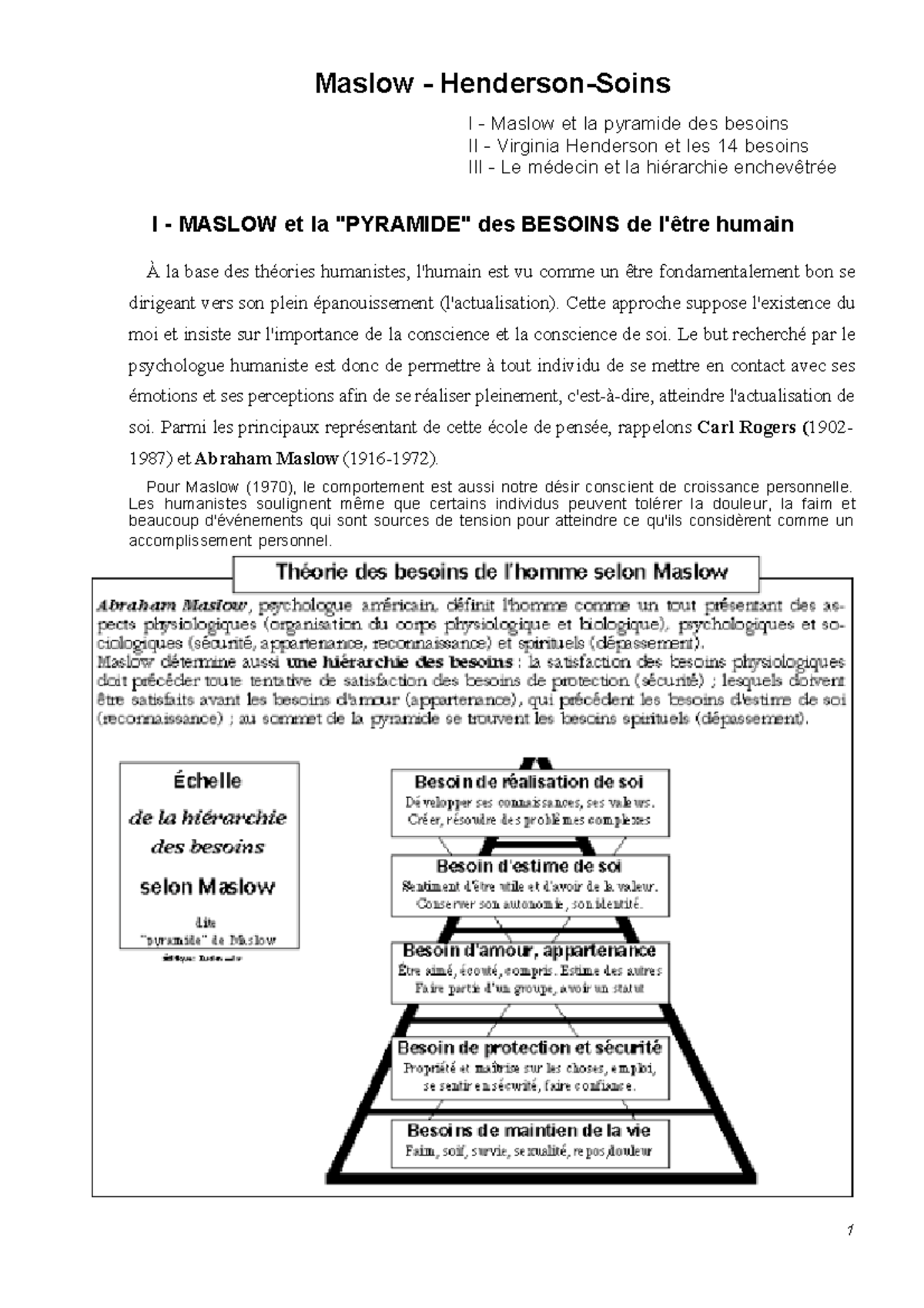 573Maslow Besoins - Maslow - Henderson-Soins I - Maslow et la pyramide ...