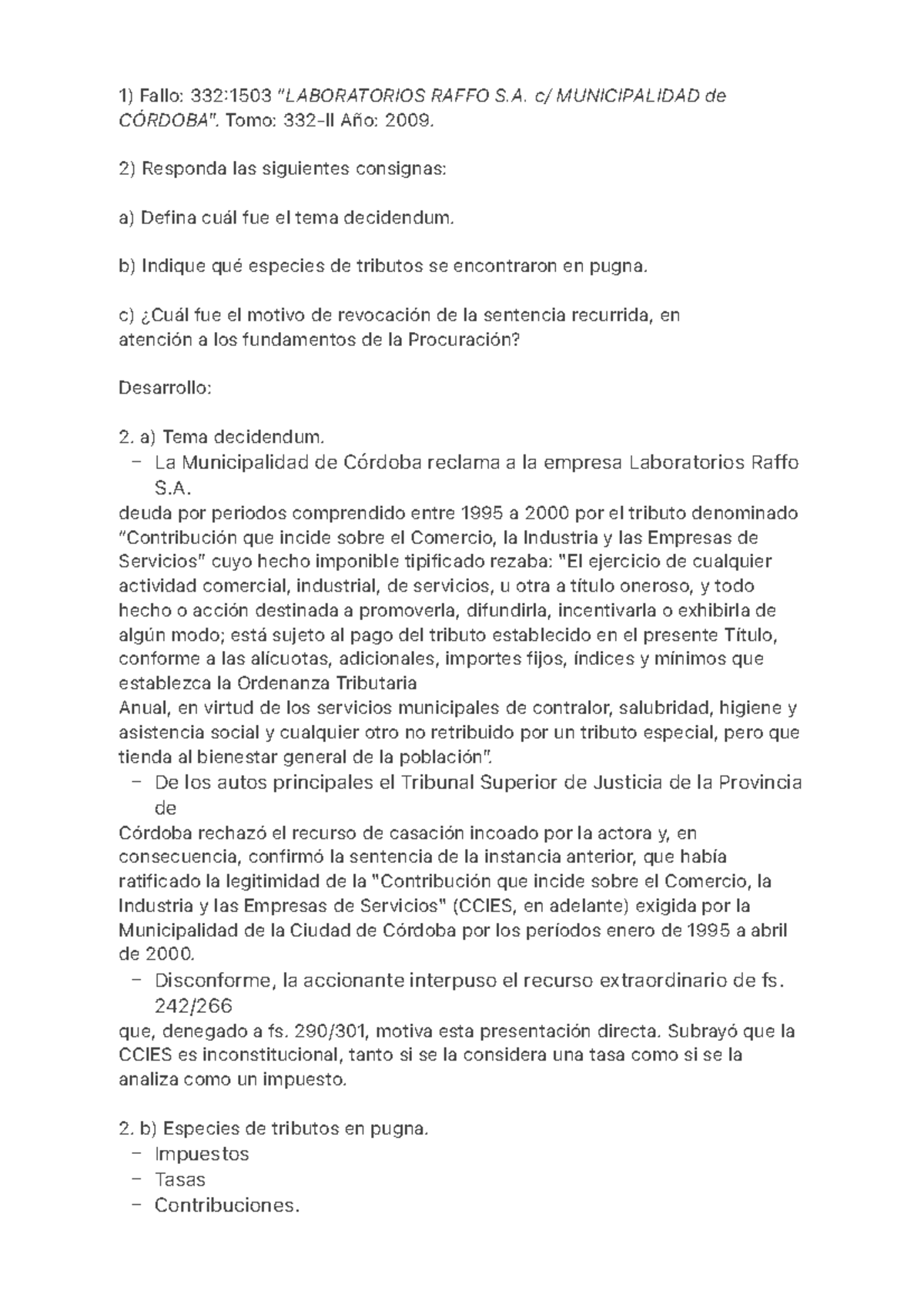 Actividad 1 - – – – – – – Fallo: 332:1503 “ LABORATORIOS RAFFO S. c ...