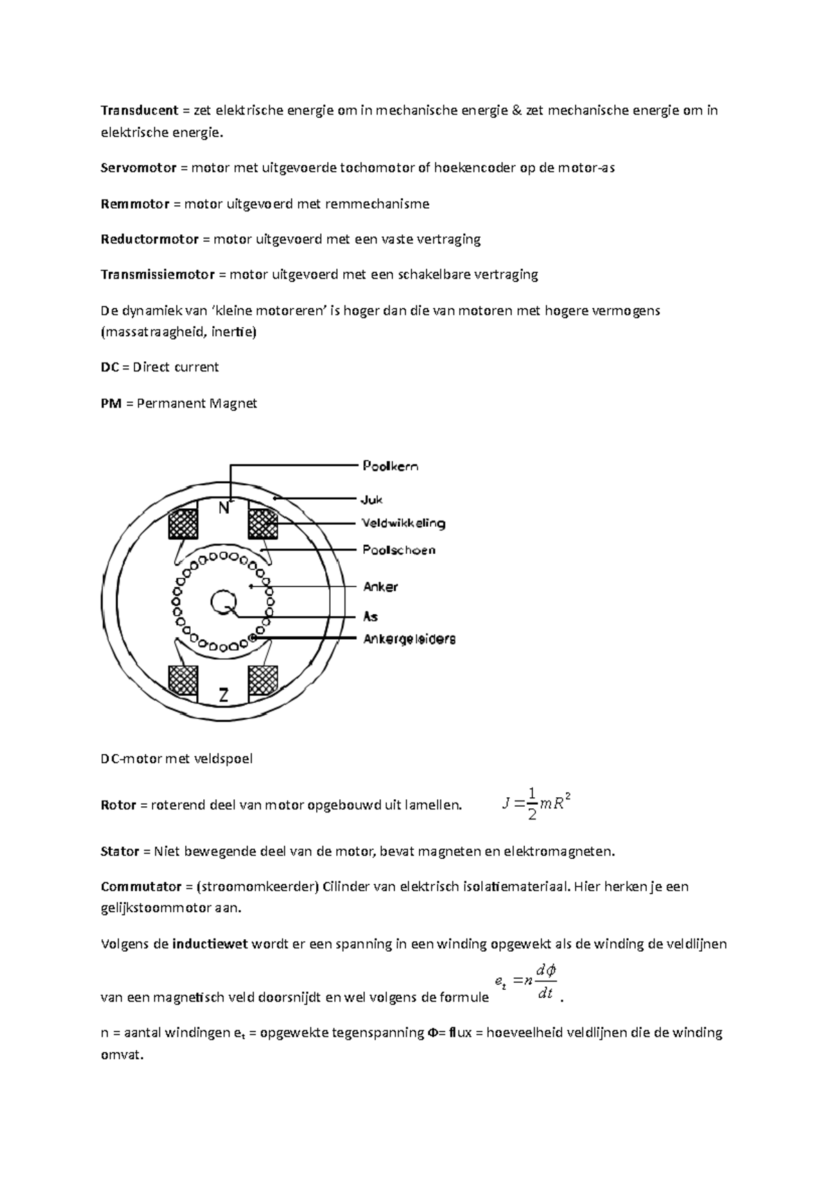 Mechatronica samenvatting - Transducent = zet elektrische energie om in ...