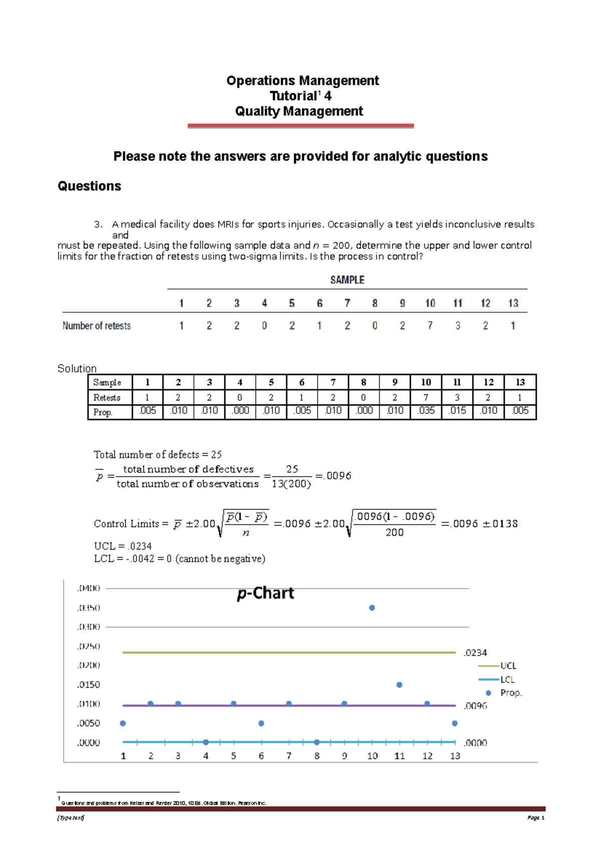 Operations Management Week 4 Tutorial Solution - Operations Management ...