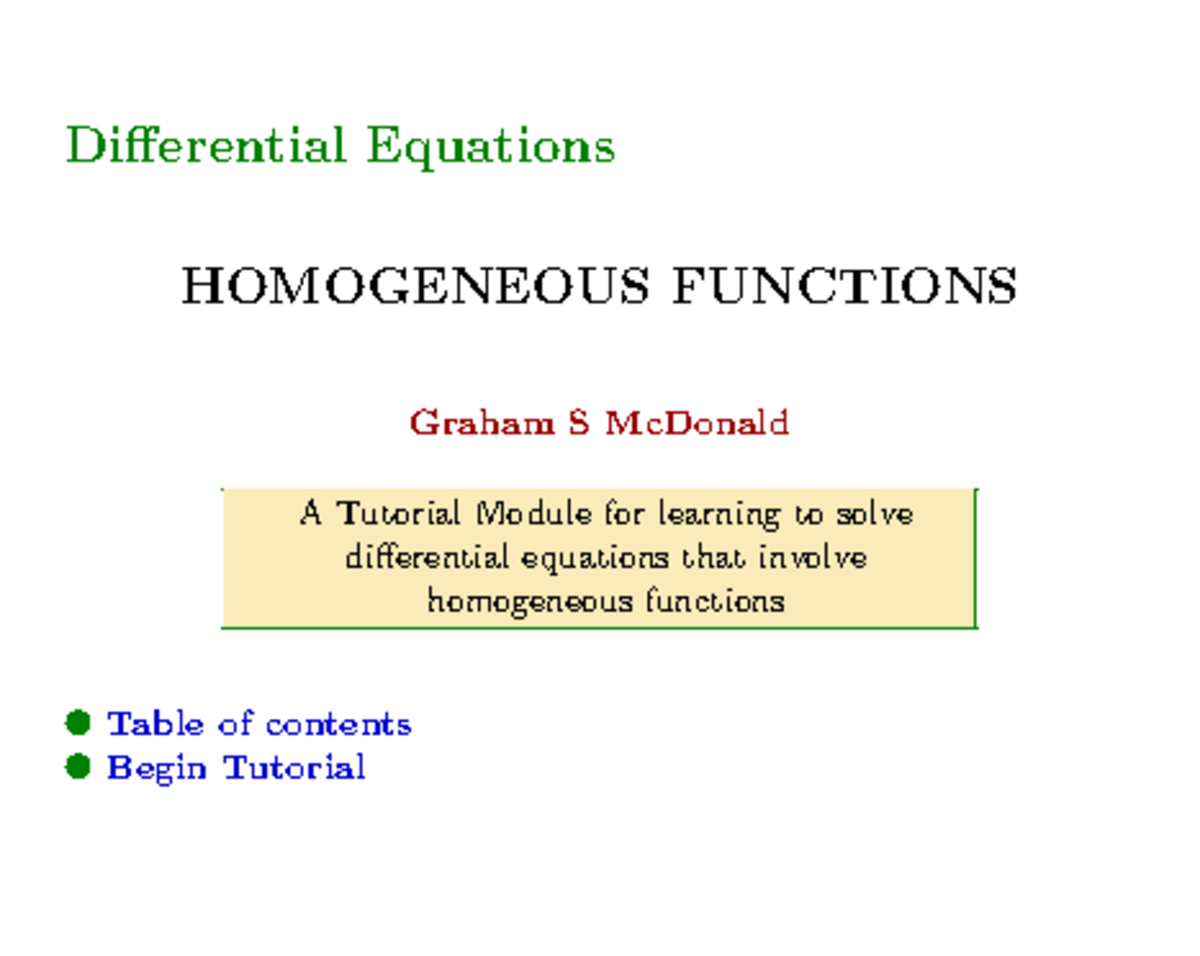 Homogeneous Functions-1 - Differential Equations HOMOGENEOUS FUNCTIONS ...