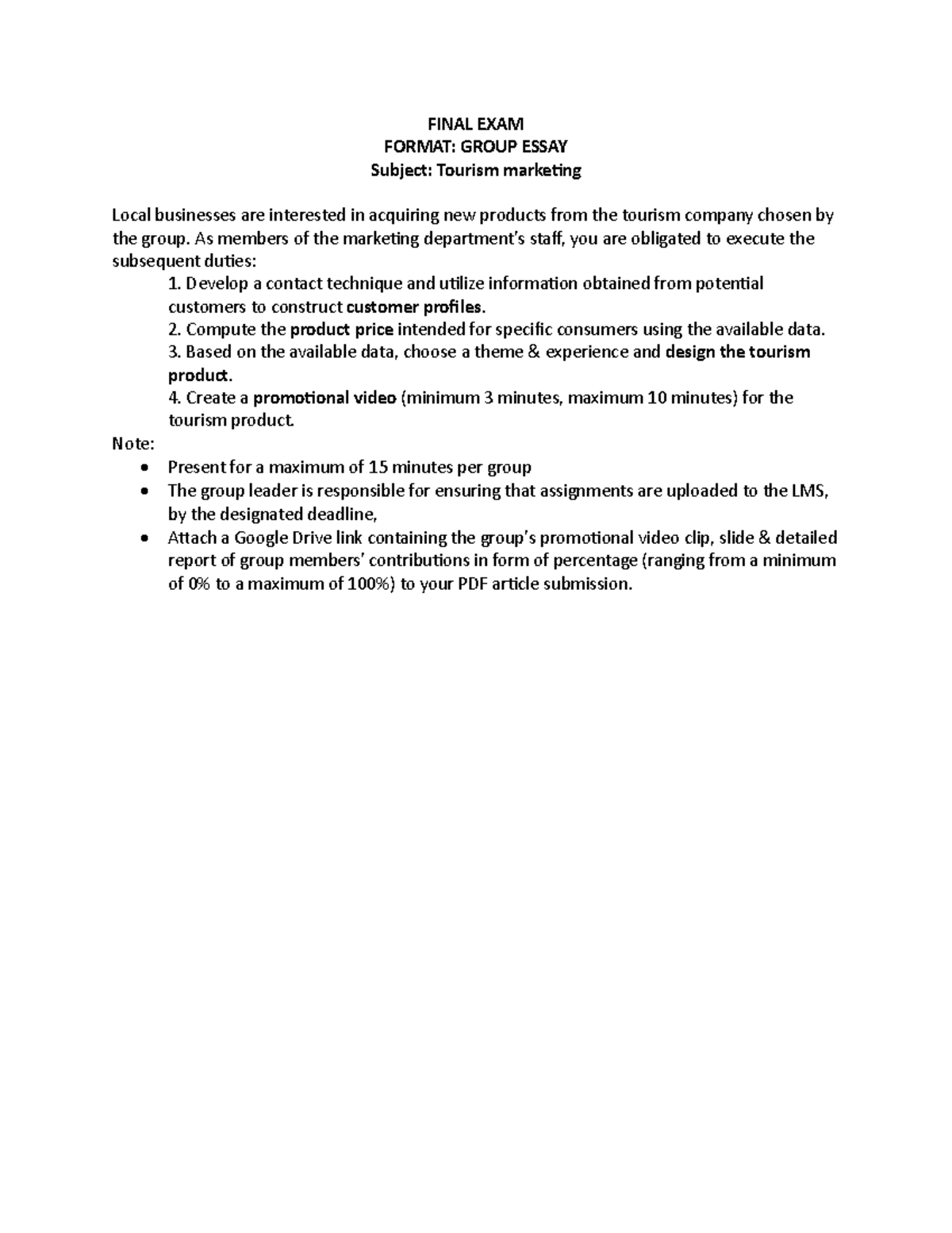 Final EXAM - hhhhhhhhhhhhhhhhhhhhhhhhhhhhh - FINAL EXAM FORMAT: GROUP ...