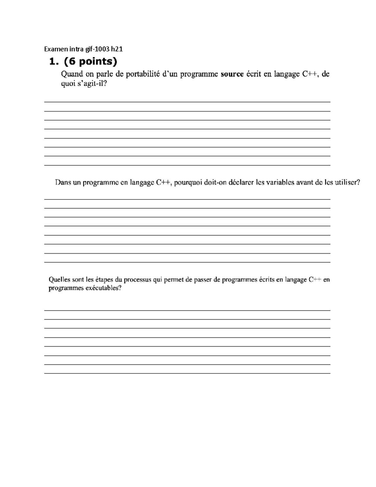 Examen intra gif-1003 h21 - Examen intra gif-1003 h - Studocu