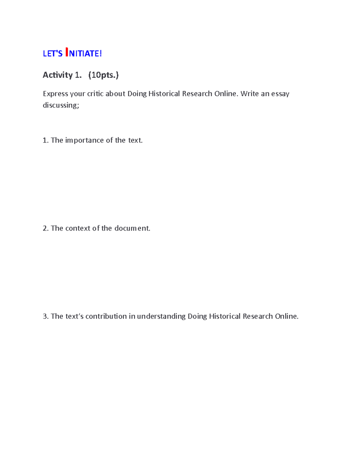 WEEK 17 Activity ( Ochea, Ariel M - LET'S INITIATE! Activity 1. (10pts ...